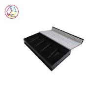 China Custom Rectangle Black Cardboard Makeup Box with EVA Insert 200x150x50mm for sale