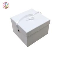 China Present Packaging White Cubic Craft Paper Gift Box With Ribbon Decoration for sale