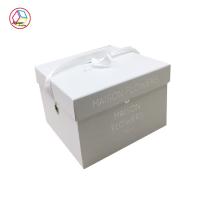 China Present Packaging White Cubic Craft Paper Gift Box With Ribbon Decoration for sale
