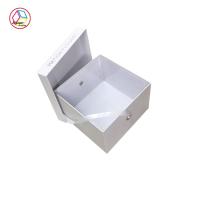 China Present Packaging White Cubic Craft Paper Gift Box With Ribbon Decoration for sale