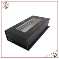 China Custom Small Black Rectangular Craft Paper Gift Box with PVC Window 250gsm for sale