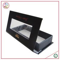 China Custom Small Black Rectangular Craft Paper Gift Box with PVC Window 250gsm for sale