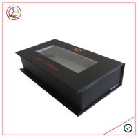 China Custom Small Black Rectangular Craft Paper Gift Box with PVC Window 250gsm for sale