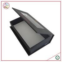 China Custom Small Black Rectangular Craft Paper Gift Box with PVC Window 250gsm for sale