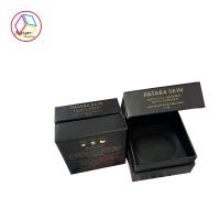 China Gold Foiled Black Two Piece Neck Box for Skin Care Products Package with EVA Insert 200ml for sale