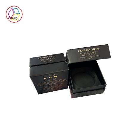 China Gold Foiled Black Two Piece Neck Box for Skin Care Products Package with EVA Insert 200ml for sale