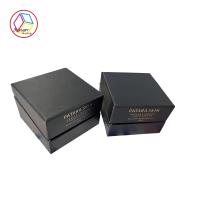China Gold Foiled Black Two Piece Neck Box for Skin Care Products Package with EVA Insert 200ml for sale