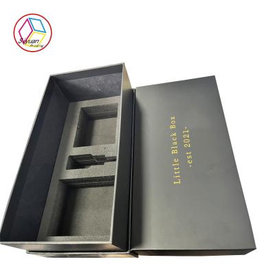 China Black Neck Box With Gold Foil Logo EVA Insert For Cosmetic Package for sale