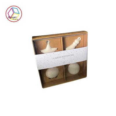 China Custom Cubic Kraft Card Box 15x15x5cm with Paper Insert for Ceramic Gift Packaging for sale