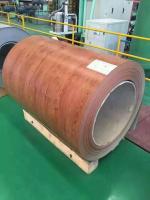 China 3D Hand Feeling Wood Designed Pattern Alloy 3105 0.50mm Thick Coated Aluminium Sheet Coil For Metal Roller Shutter Door for sale