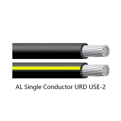 China AL Single Conductor URD USE-2, UL Cables Aluminum Single Conductor Underground Distribution Cable for Service Entrance Direct Burial and Utility Power Applications for sale