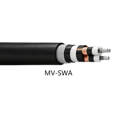 China Black Armored Cable Medium Voltage 6 To 35kV XLPE Insulated Copper Aluminum Conductor for sale