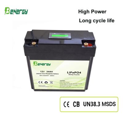 China Long Cycle Life  12V 24Ah Lifepo4 Battery For Security Monitoring Equipment Children Car Toys Power Tools for sale