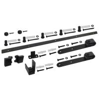China Mini Bent Plate Barn Door Roller Sliding Cabinet Door Kit Black for sale