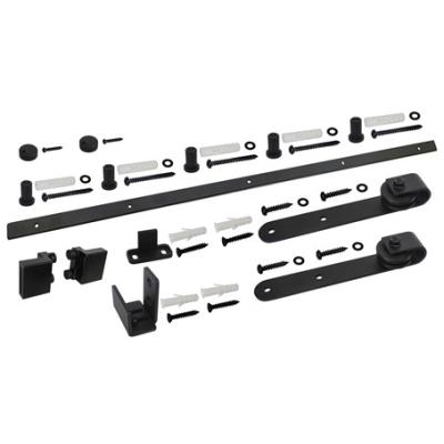 China Mini Bent Plate Barn Door Roller Sliding Cabinet Door Kit Black for sale