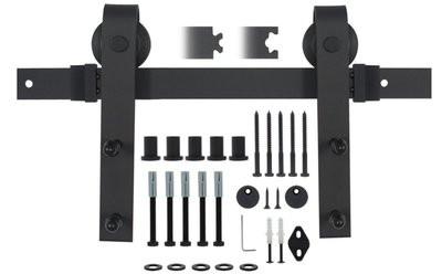 China 7.5 Ft Sliding Barn Door Hardware Powder Coated Black With 2m Rail for sale