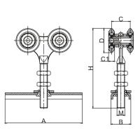 China Industrial Sliding Track Roller Hanging Barn Door Rail Trolley Wheel Double Dia 38mm for sale