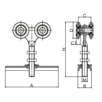 China 25mm Four Rollers Sliding Gate Hanger Roller Wheels With Bearings for sale