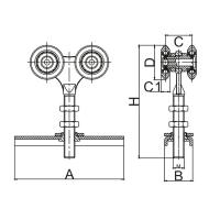 China Furniture Sliding Hanging Door Rollers 38mm Steel Ball With Forge Centre Fixing Plate for sale