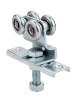 China Zinc Plated Wooden Hanging Door Roller Rail 200KG Load With 4 Rollers Or 2 Rollers Metal for sale