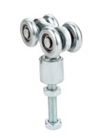 China Zinc Plated Wooden Hanging Door Roller Rail 200KG Load With 4 Rollers Or 2 Rollers Metal for sale