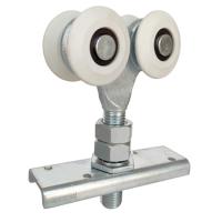 China 300kg 55mm hanging sliding door wheels 4 nylon roller with horizontal fixing plate for sale