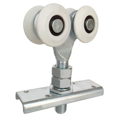 China 300kg 55mm hanging sliding door wheels 4 nylon roller with horizontal fixing plate for sale