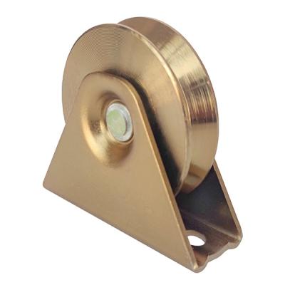 China difference sizes V groove single bearing galvanized steel sliding gate support wheel with exterior bracket for sale