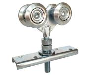 China 1100lb Heavy Duty Industrial Hanging Door Rollers System Hardware White Zinc Steel for sale