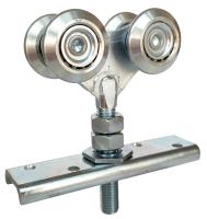 China 1100lb Heavy Duty Industrial Hanging Door Rollers System Hardware White Zinc Steel for sale
