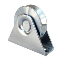 China difference sizes V groove double bearings galvanized steel sliding gate support wheel with exterior bracket for sale