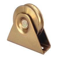 China difference sizes U round groove single bearing galvanized steel sliding gate support wheel with exterior bracket for sale