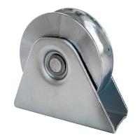China difference sizes round U groove double bearings galvanized steel sliding gate support wheel with exterior bracket for sale