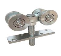 China 32mm Hanging Door Rollers Guide Rail Iron Carriage Roller Smooth Rolling Trolley System for sale