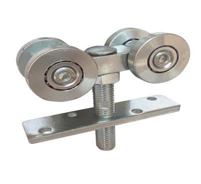 China 32mm Hanging Door Rollers Guide Rail Iron Carriage Roller Smooth Rolling Trolley System for sale