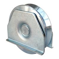 China difference sizes Y groove single bearing silver zinc plated sliding gate support wheel with double plates for sale