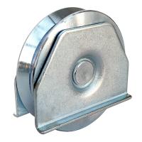 China difference sizes Y groove double bearings silver zinc plated sliding gate support wheel with double plates for sale