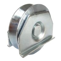 China difference sizes V groove single bearing silver zinc plated sliding gate support wheel with double plates for sale