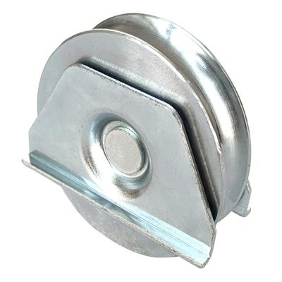 China difference sizes U groove double bearings silver zinc plated sliding gate support wheel with double plates for sale