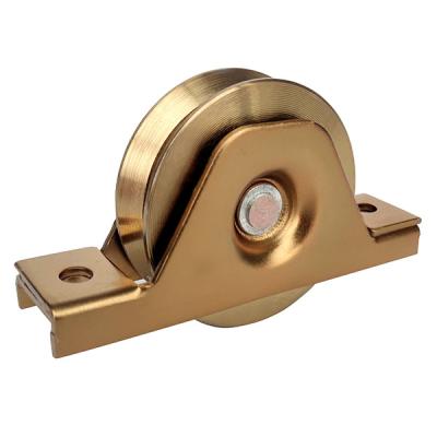 China Various sizes Y groove single bearing galvanized steel sliding gate support wheel with interior bracket for sale