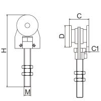 China heavy duty  1/2 sliding closet door rollers and tracks wheels replacement 2 wheels 47mm for sale