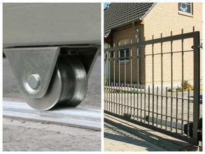 China Pulley smoothly gold silvery industrial sliding gate wheel hardware kits for sale