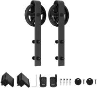 China 16 Inch 18 Inch Barn Gate Hardware 8ft 6.6 Ft  6 Foot 6ft Double Barn Door Hardware Kit for sale