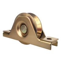 China Various sizes V groove single bearing galvanized steel sliding gate support wheel with interior bracket for sale