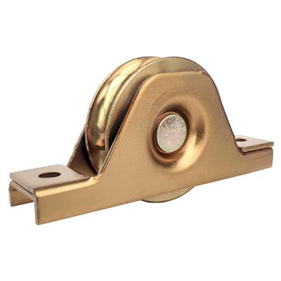 China Various sizes U groove single bearing galvanized steel sliding gate support wheel with interior bracket for sale