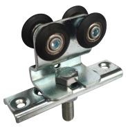China 4 Rollers Runner Hanging Door Roller Assembly Iron Zinc Silver for sale