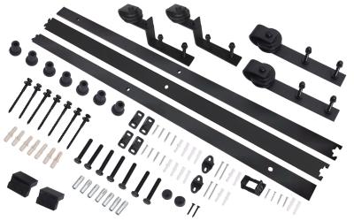 China 5' 6' 7 Ft 8' 12 Foot Exterior Double Track Bypass Sliding Barn Door Hardware Black Wheel Spoke for sale