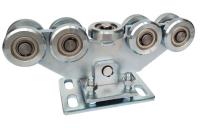 China 68mm Silver Galvanized Cantilever Fence Gate Kit 9 Wheel Carriage Fixing Plate for sale