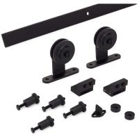China 8 Foot  6ft  7 Ft 4ft Double Barn Door Hardware Kit Wooden Door Black Metal Iron Powder for sale