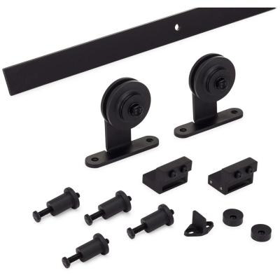 China 8 Foot  6ft  7 Ft 4ft Double Barn Door Hardware Kit Wooden Door Black Metal Iron Powder for sale
